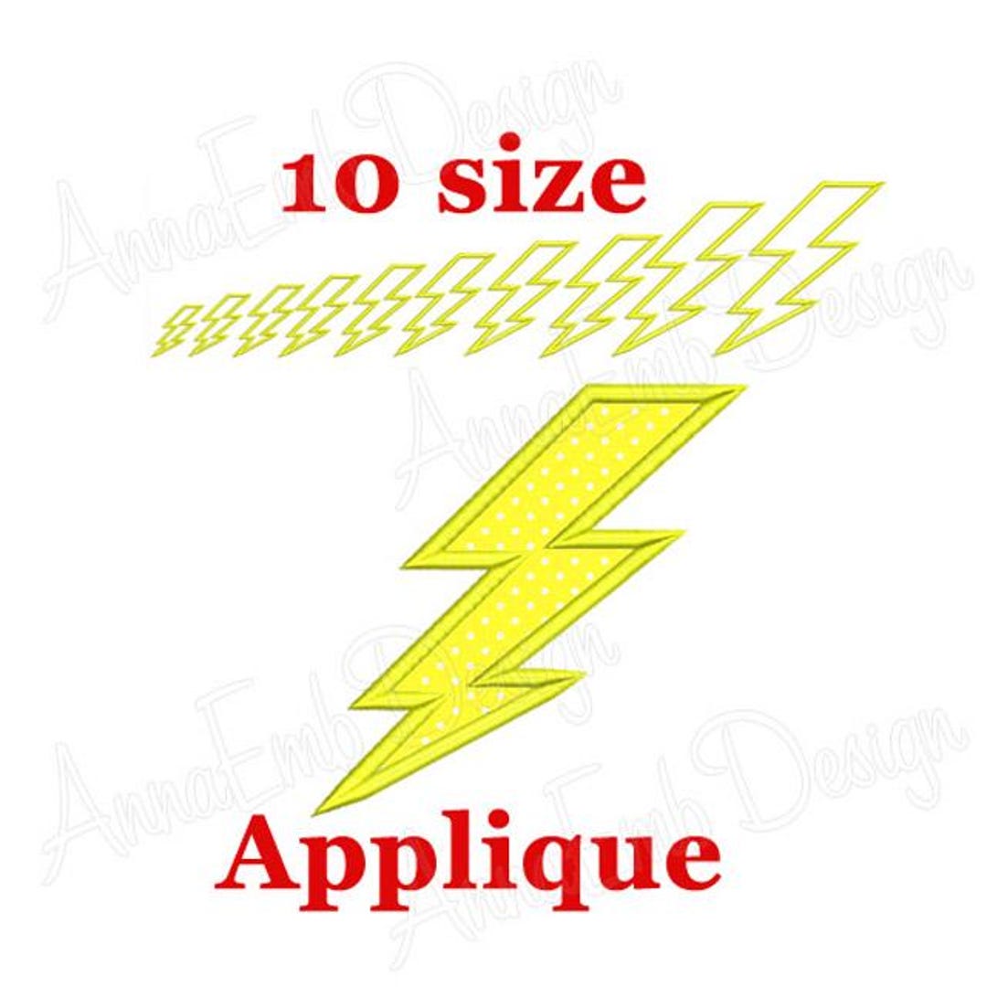 Lightning Bolt Applique Embroidery Design. Machine Embroidery. Super ...