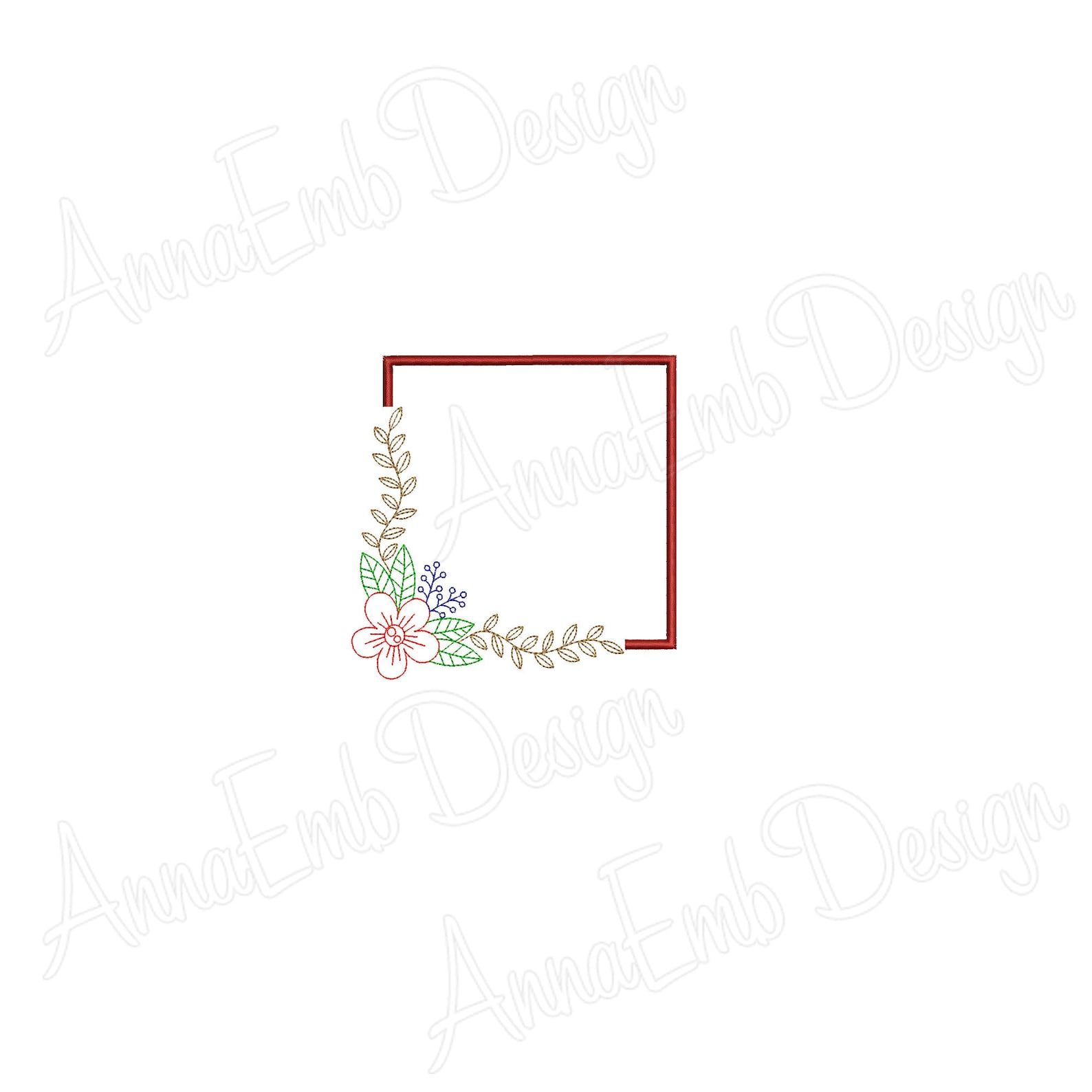 Flower Frame Embroidery Design. Flower Monogram Frame - Etsy