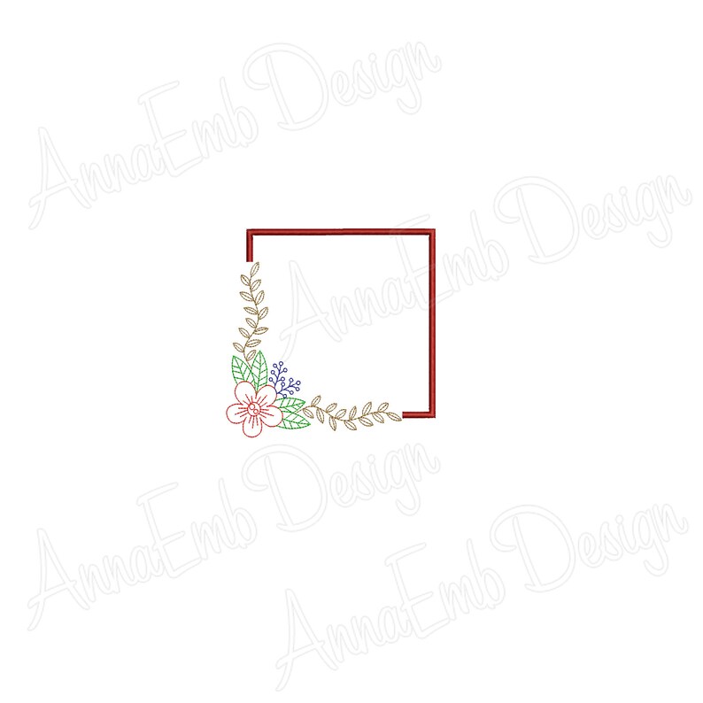 Flower Frame Embroidery Design. Flower Monogram Frame - Etsy