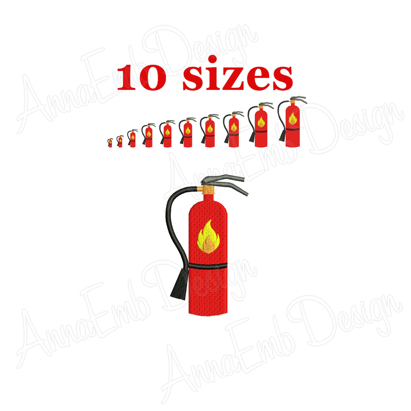 Fire Extinguisher Embroidery Design. Mini Fire Extinguisher. | Etsy