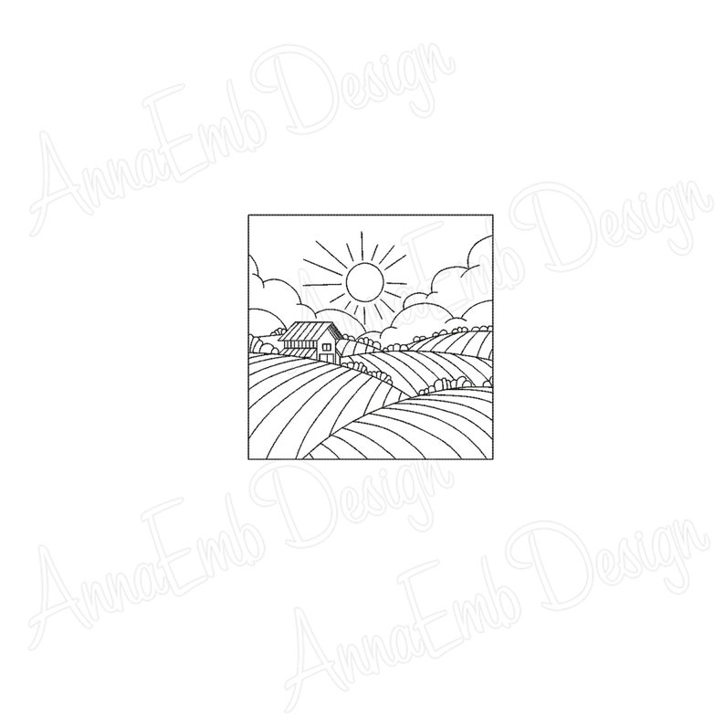 Farm Embroidery Design. Field Embroidery Barn Mini Embroidery. - Etsy