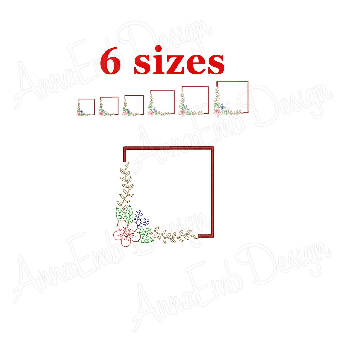 Flower Frame Embroidery Design. Flower Monogram Frame Embroidery. Font ...