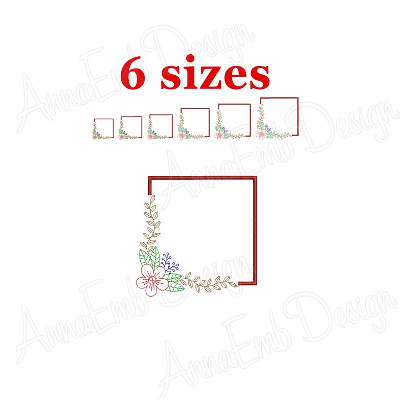 Flower Frame Embroidery Design. Flower Monogram Frame - Etsy