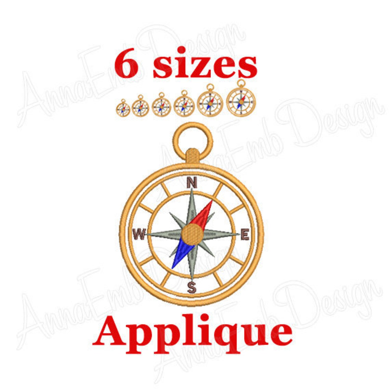 Compass Applique Embroidery design. Nautical Compass. Compass | Etsy