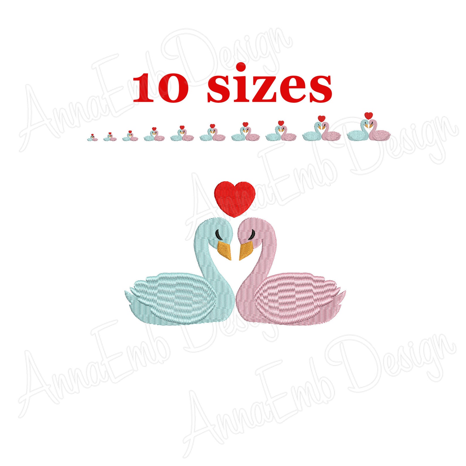 Swan Couple Embroidery Design. Love Embroidery. Valentines Day - Etsy