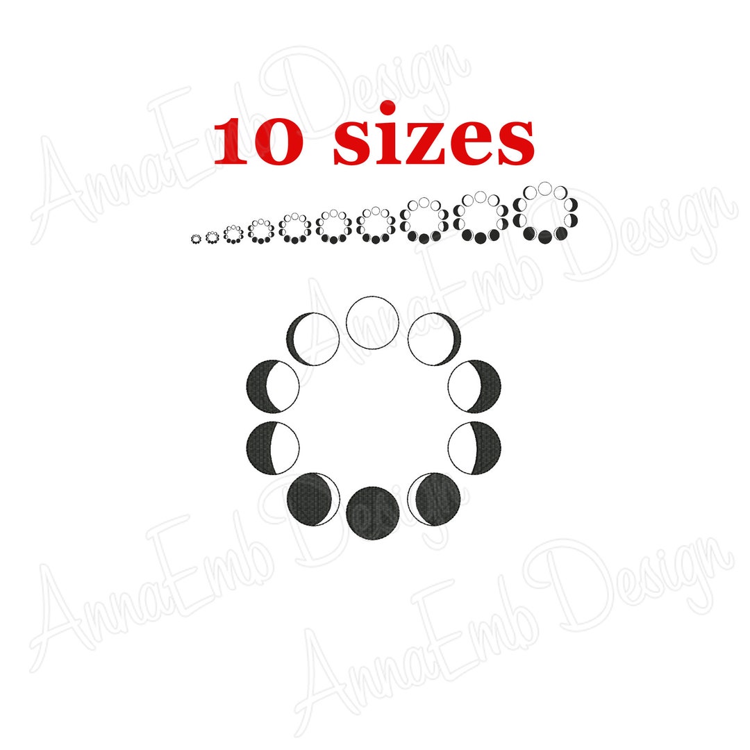 Moon Embroidery Design. Moon Silhouette Embroidery Design. Moon Design ...