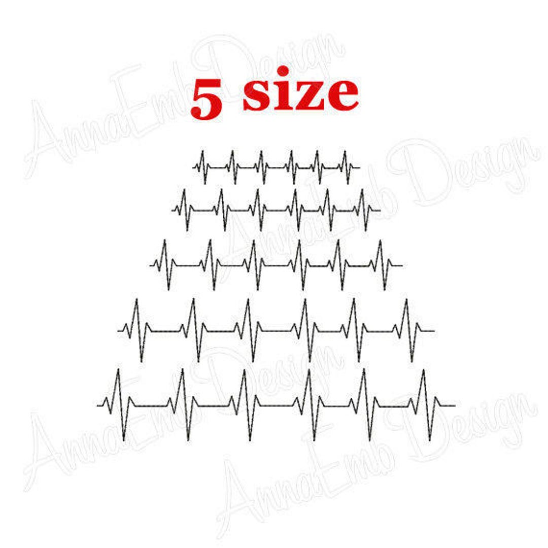 Heartbeat Embroidery Design. EKG Embroidery Design. Machine Embroidery Design. Heartbeat Line ...