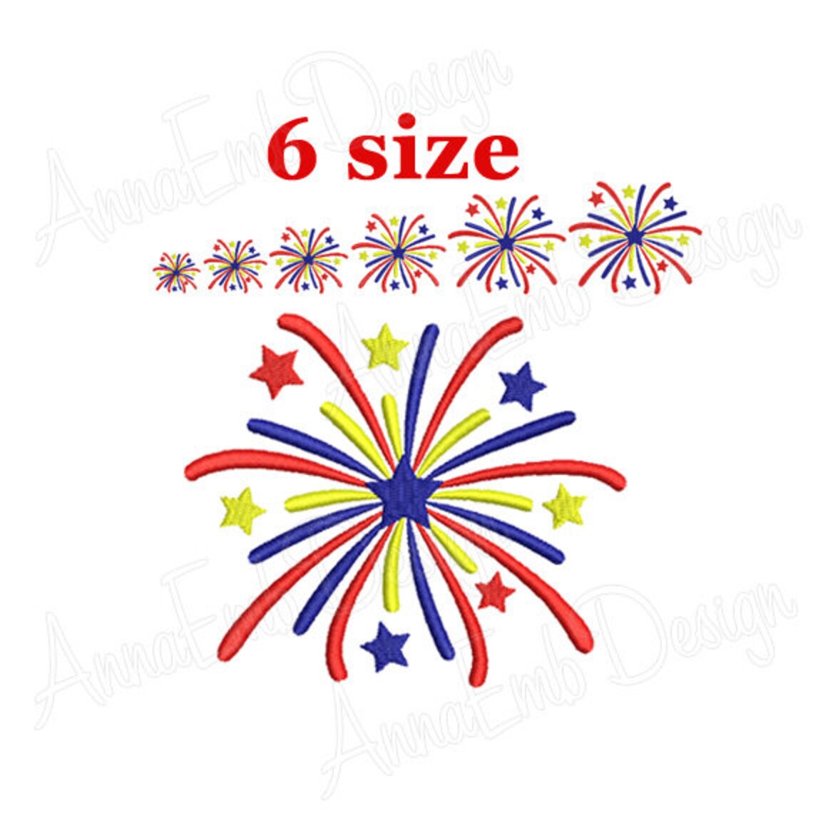 Fireworks Embroidery Design. 4th of July Embroidery Designs. - Etsy