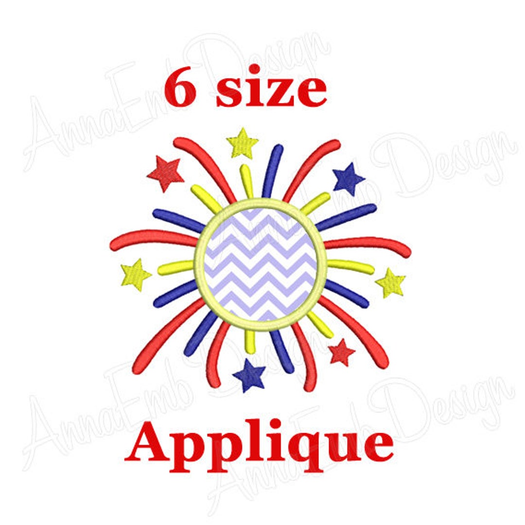 Fireworks Embroidery Design. 4th of July. Fireworks Applique Design ...