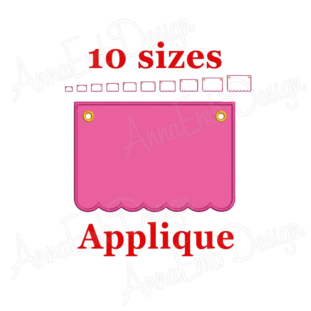 Scallop Banner Embroidery Design. Banner Applique Embroidery Design ...