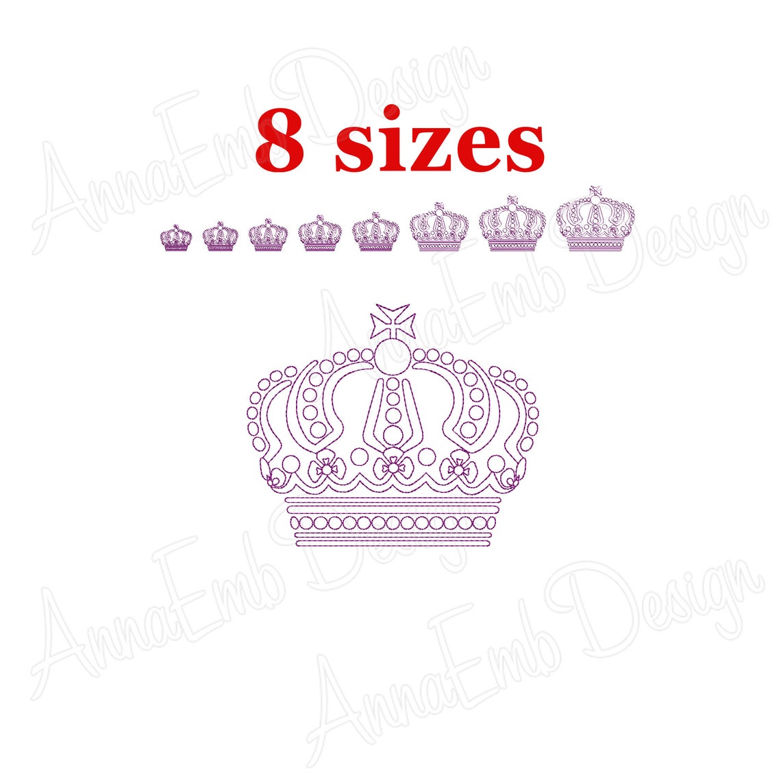 Royal Crown Embroidery Design. Machine Embroidery Design. | Etsy