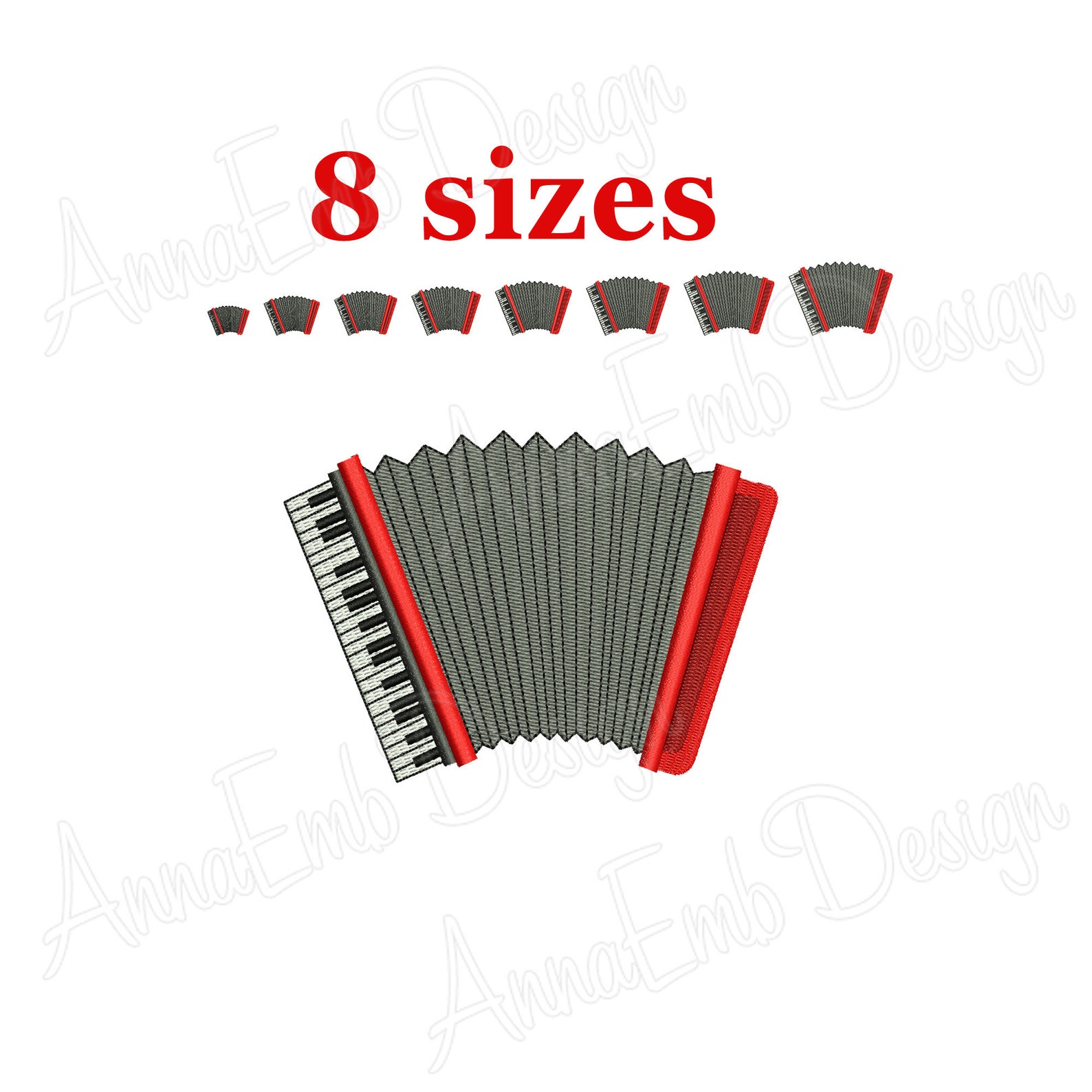 Accordion Embroidery Design. Accordion Silhouette. Accordion - Etsy