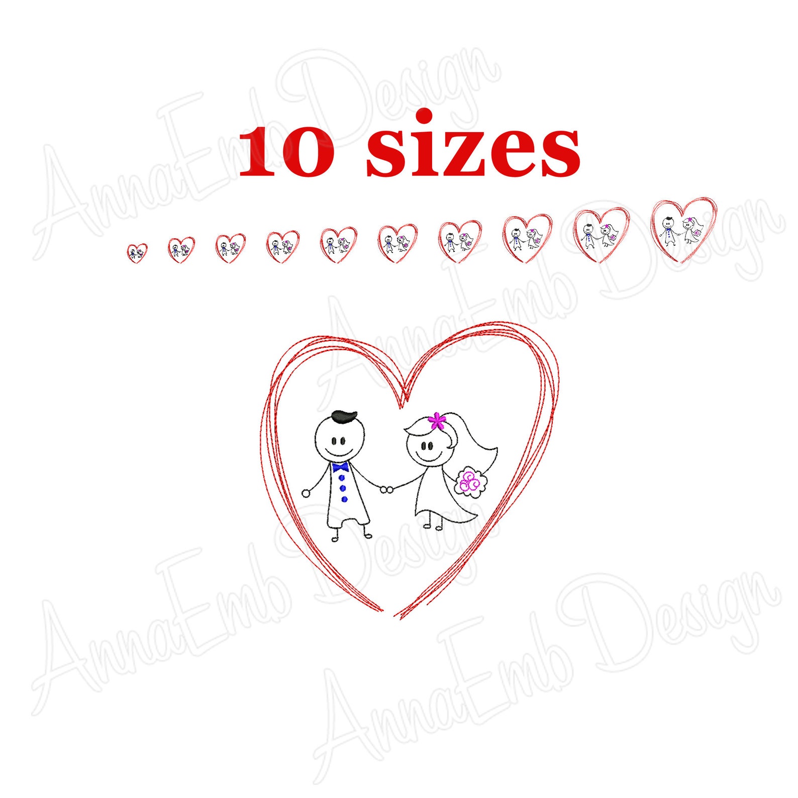 Heart Embroidery Design. Cute Couple Embroidery Design. Boy - Etsy
