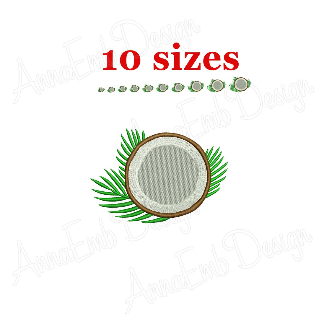 Tropical Coconut Embroidery Design. Coconut Mini. Machine Embroidery ...