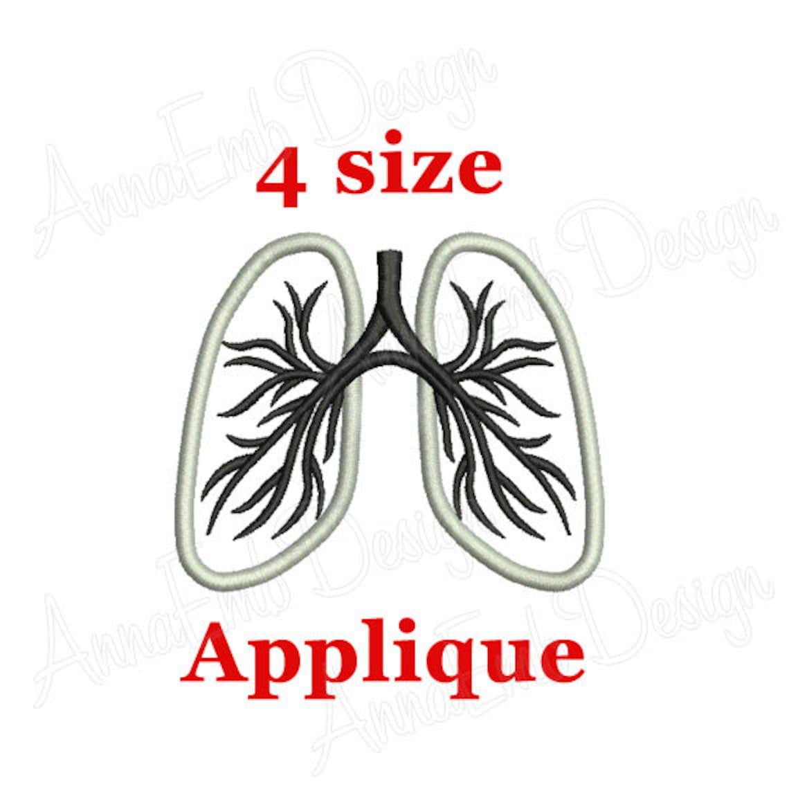 Lungs Applique Embroidery Design. Lungs Embroidery Design. - Etsy
