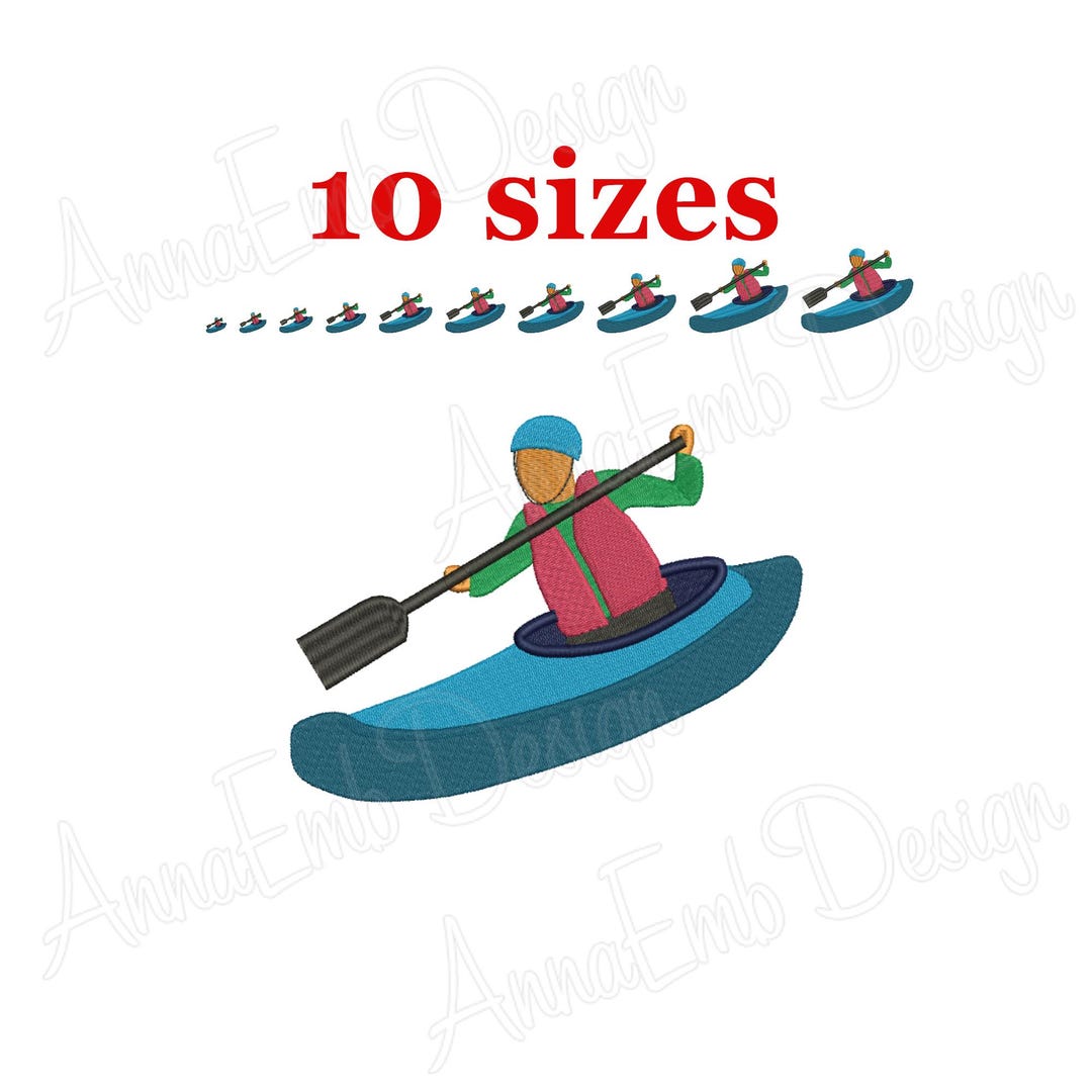 Kayak Embroidery Design. Kayak Mini. Kayak Silhouette. Kayak Fill ...