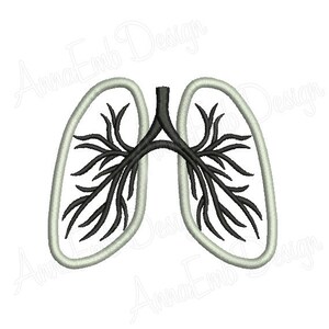 Lungs Applique Embroidery Design. Lungs Embroidery Design. Anatomy ...