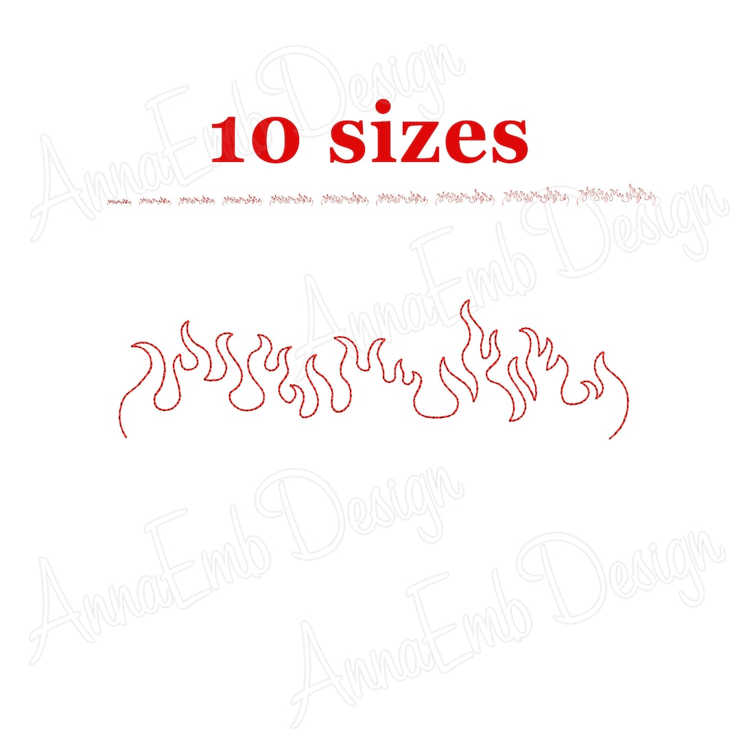 Flame Embroidery Design. Embroidery Design. Flame Design. Mini Flame ...