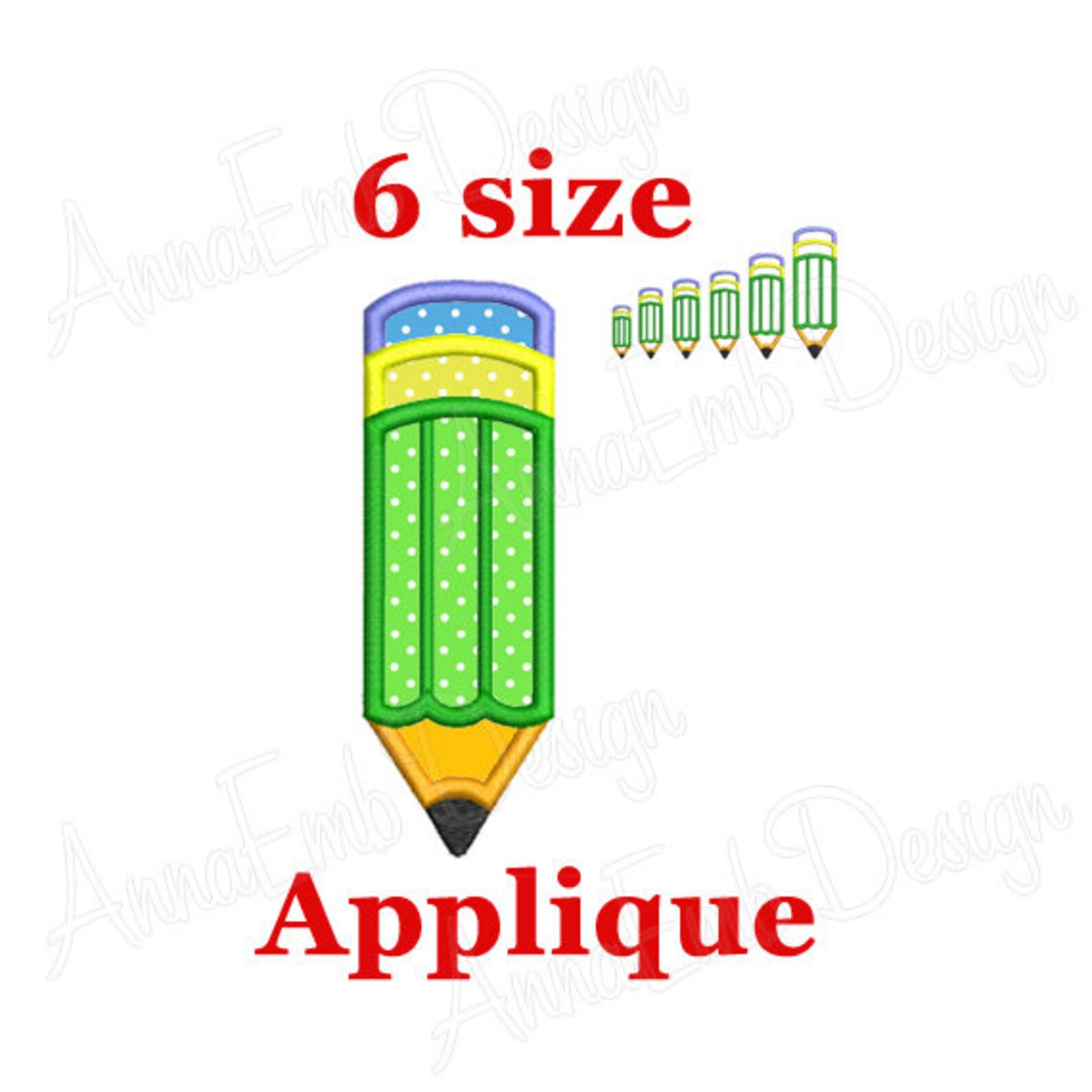 Pencil Applique Embroidery Design. Back to School Applique. | Etsy