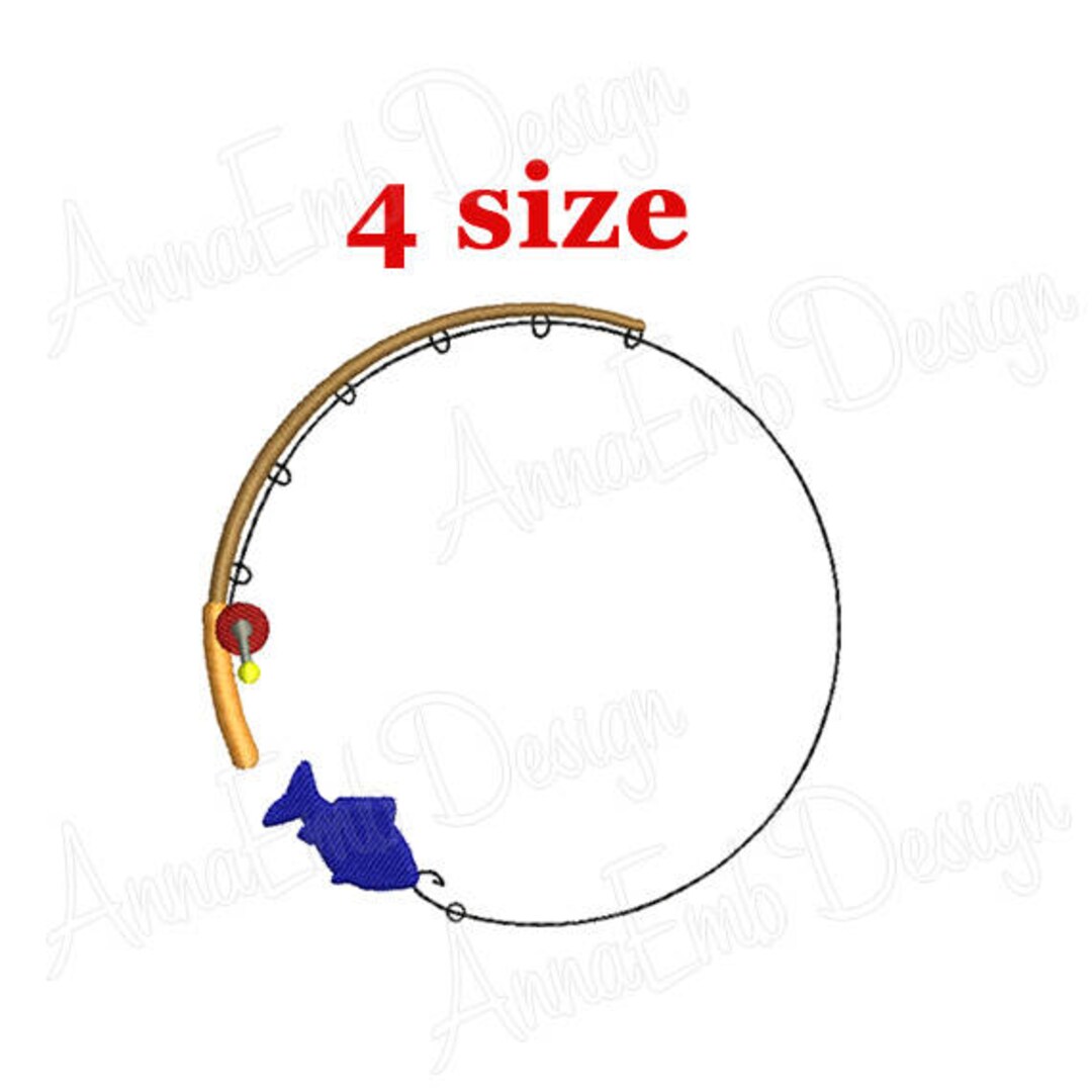 Fishing Frame Monogram Embroidery Design. Fishing Circle Frame. Fish ...