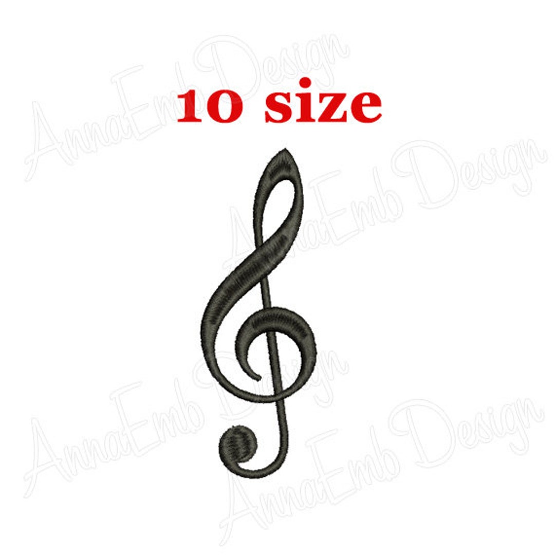 Treble Clef Embroidery Design. Machine Embroidery Design. Treble Clef ...