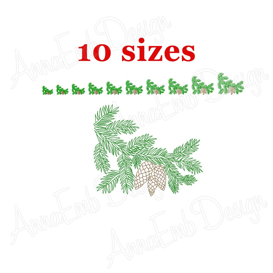 Pine Branch Embroidery Design. Camping Embroidery Design. Christmas ...