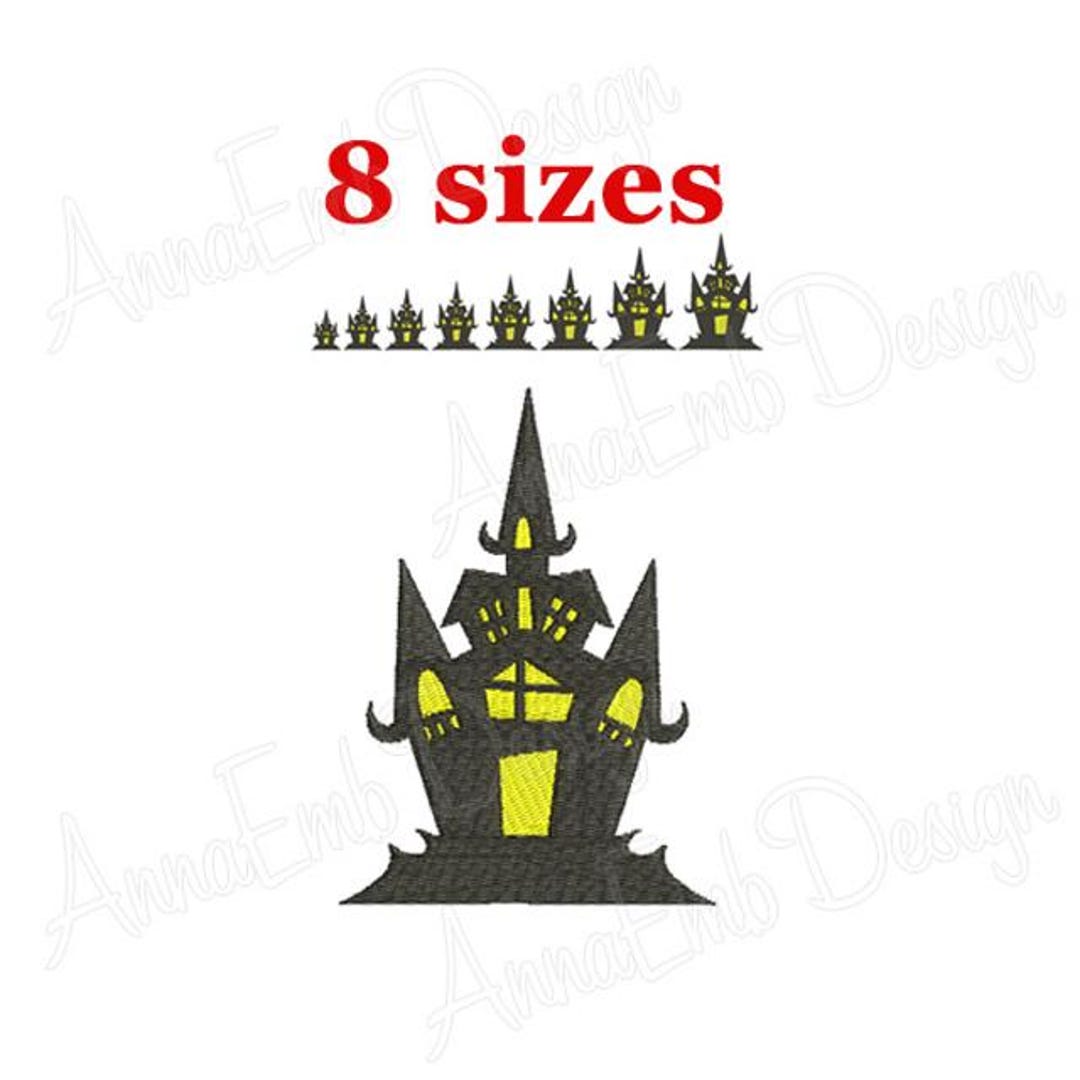 Halloween Haunted House Embroidery Design. Haunted House Silhouette ...