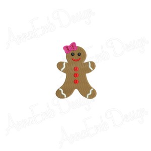 Gingerbread Girl Embroidery Design. Mini Gingerbread Girl. Christmas ...