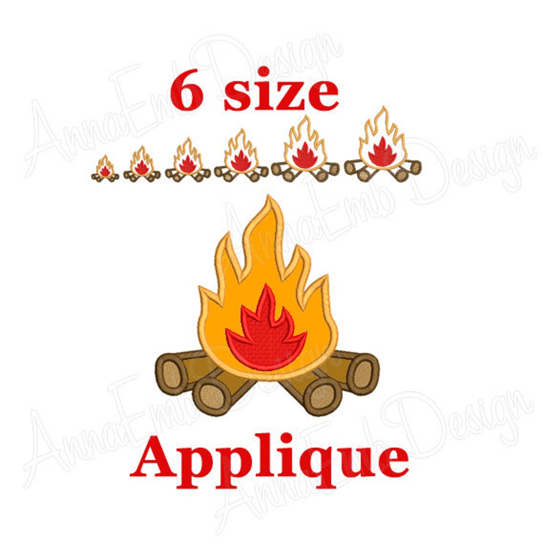 Campfire Applique Embroidery Design. Bonfire Applique Embroidery Design ...