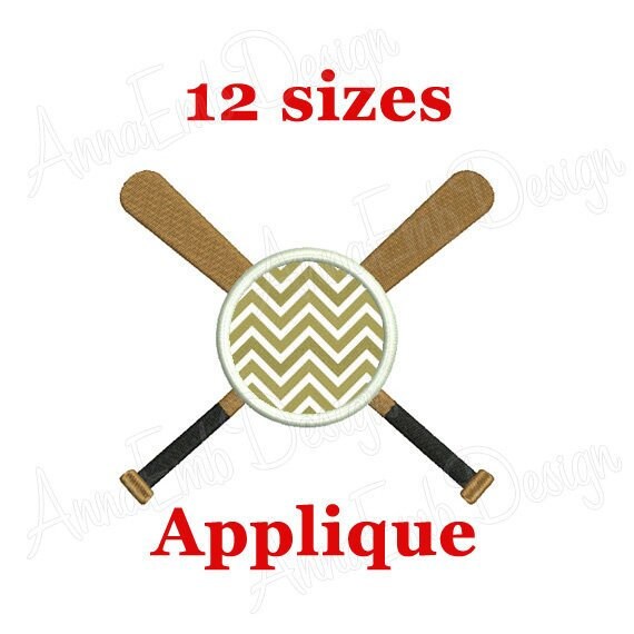 Baseball Applique Embroidery Design. Mini Baseball Bat. - Etsy