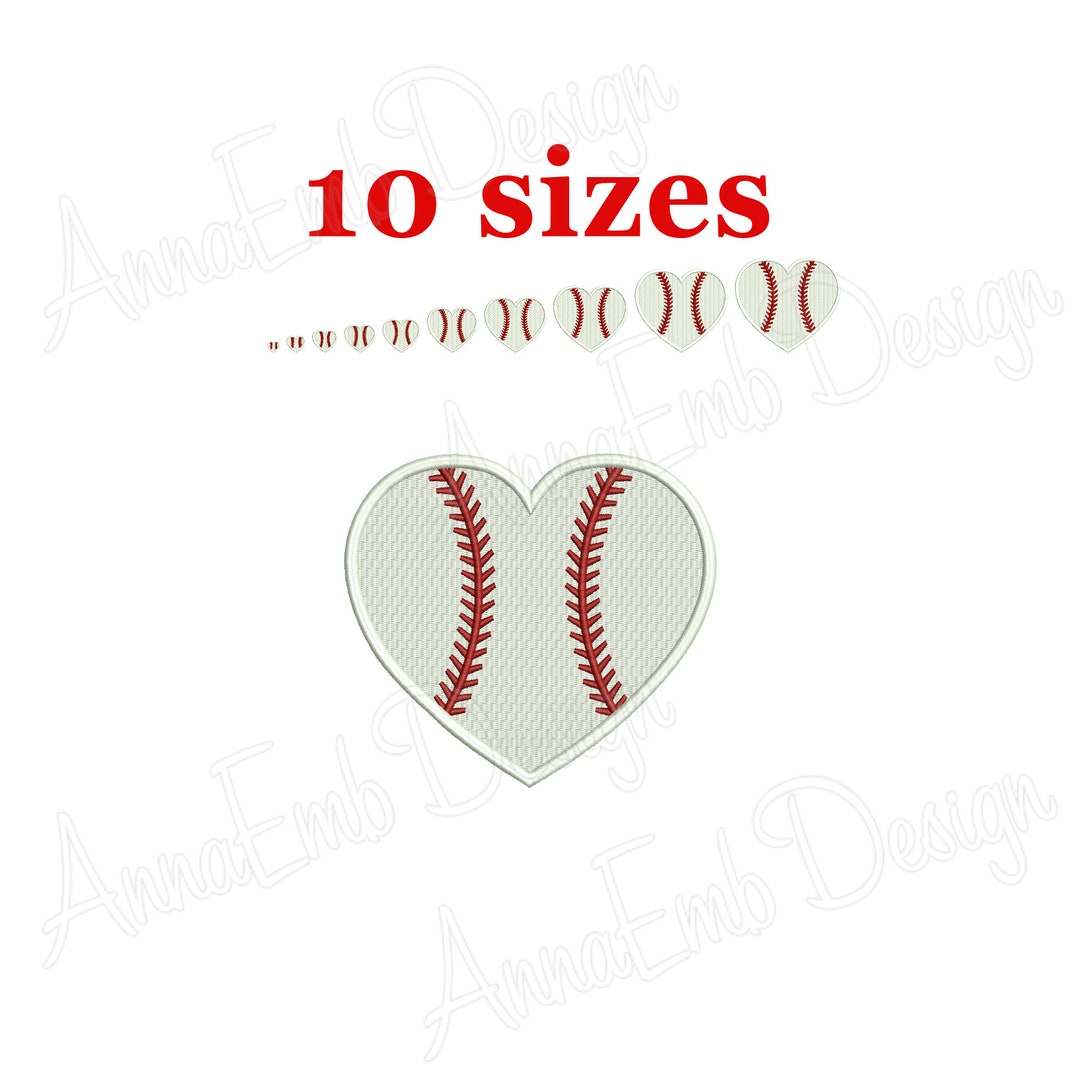 Baseball Heart Embroidery Design. Baseball Heart Mini Embroidery ...