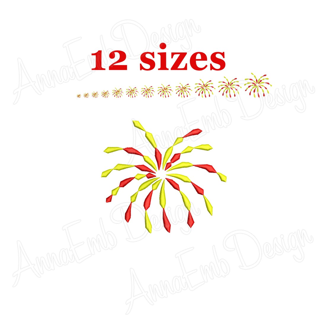 Fireworks Embroidery Design. 4th of July Embroidery Designs. Fill ...