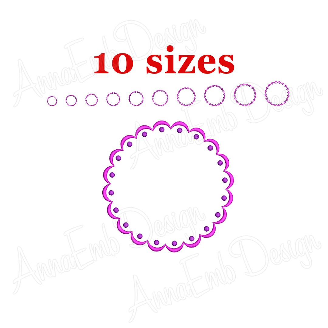 Scallop Embroidery Design. Scalloped Frame Applique Design. Circle ...