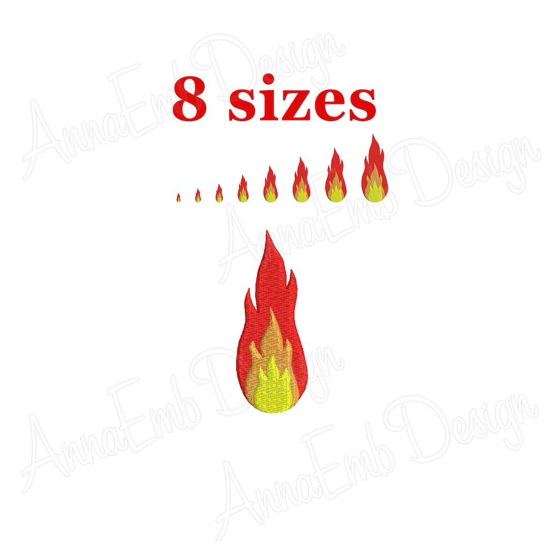 Flame Embroidery Design. Flame Silhouette Embroidery Design. Flame ...