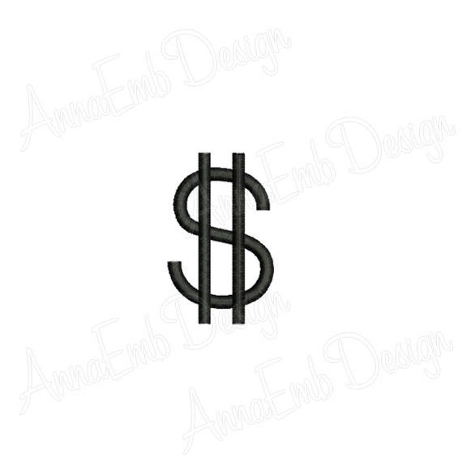 Dollar Embroidery Design. Mini Dollar Design. Dollar Sign Embroidery ...