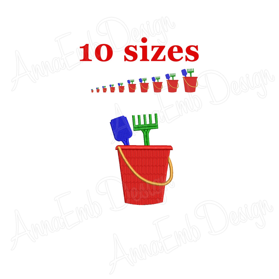 Sand Bucket Embroidery Design. Sand Pail Bucket. Beach Bucket ...