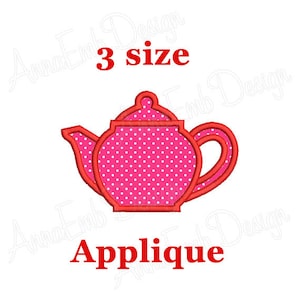 Teapot Applique Embroidery Design. Teapot Embroidery Design. Tea Time ...