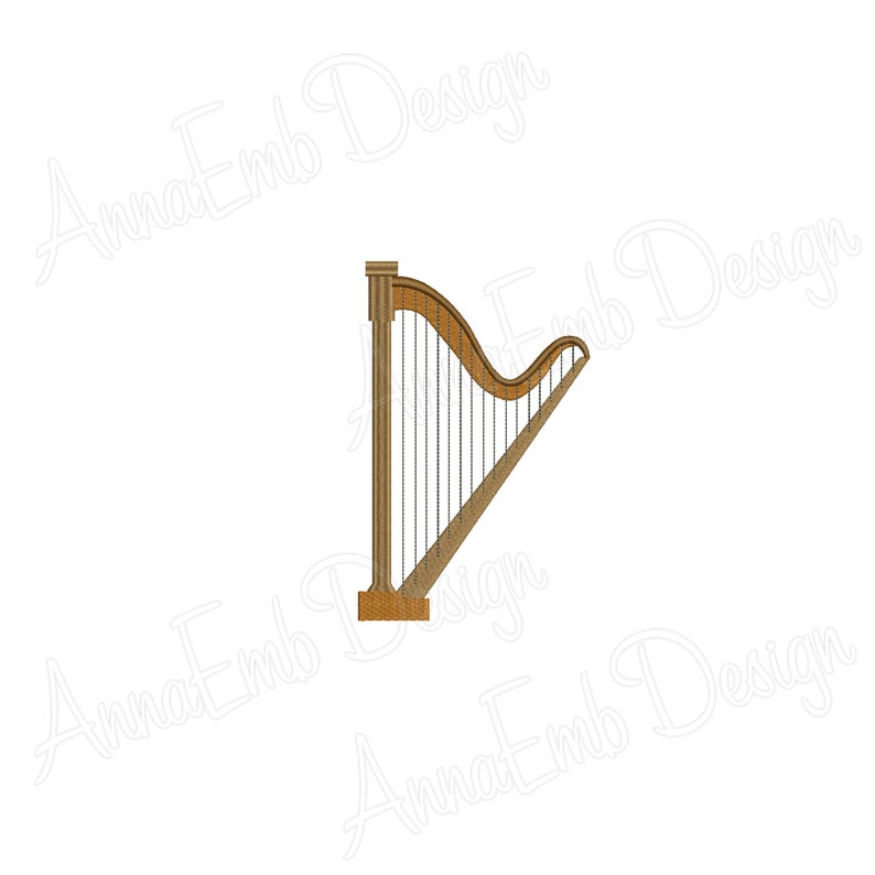 Harp Embroidery Design. Harp Mini. Machine Embroidery Design. - Etsy