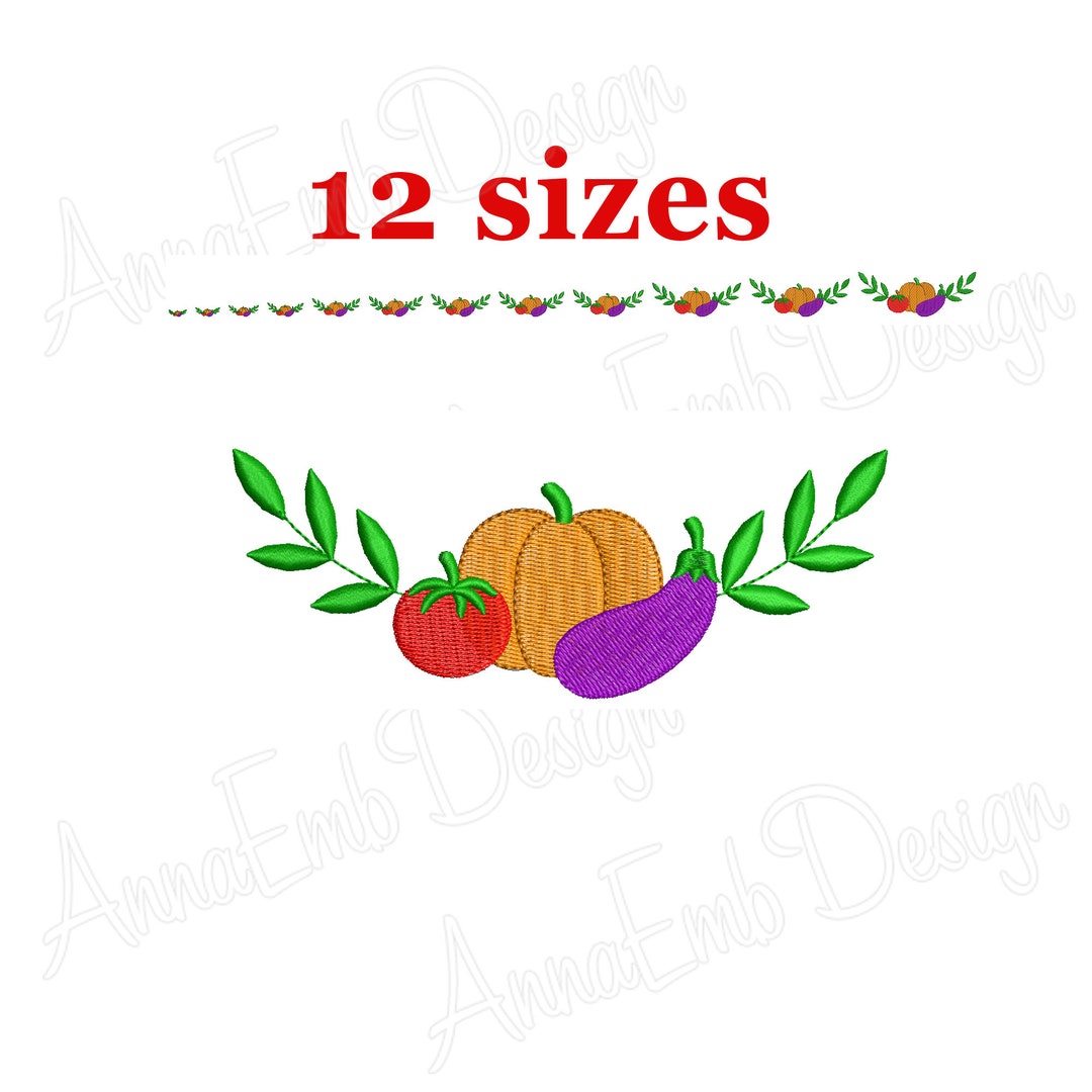 Vegetables Embroidery Design. Border Embroidery Vegetables Design ...