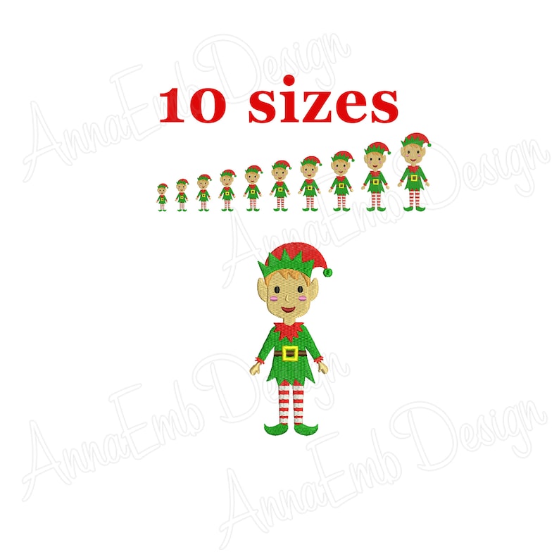 Christmas Elf Embroidery Design. Mini Elf. Elf Filled Stitch. Baby ...
