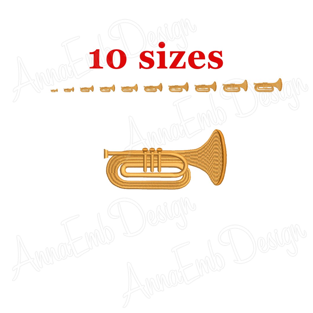 Trumpet Embroidery Design. Trumpet Silhouette. Trumpet Mini Embroidery ...
