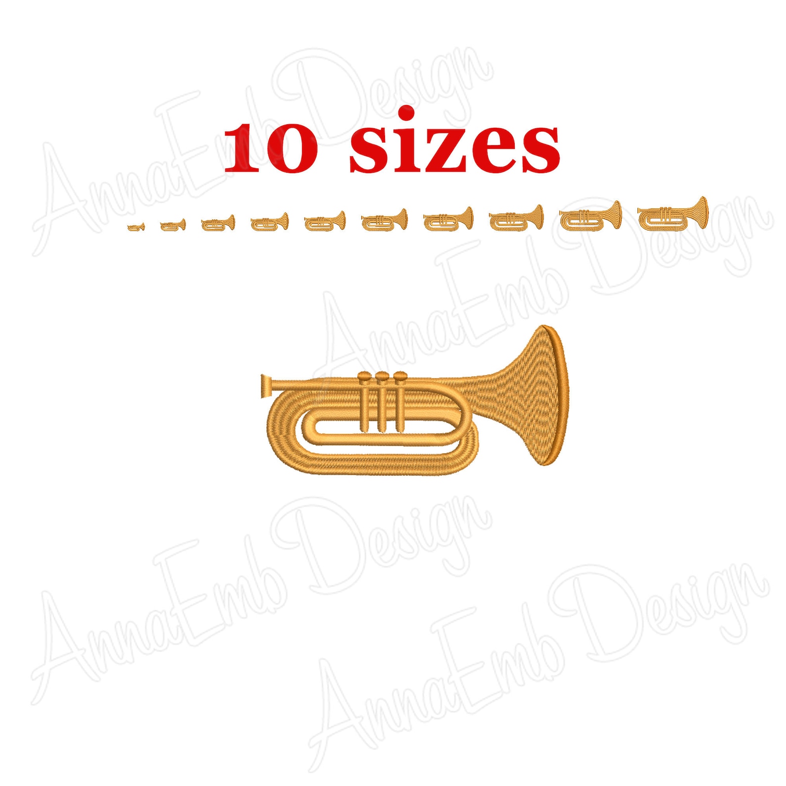 Trumpet Embroidery Design. Trumpet Silhouette. Trumpet Mini - Etsy