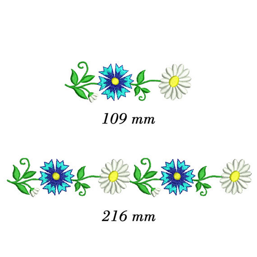 Flower Embroidery Design. Flower Border Embroidery Design. Floral ...