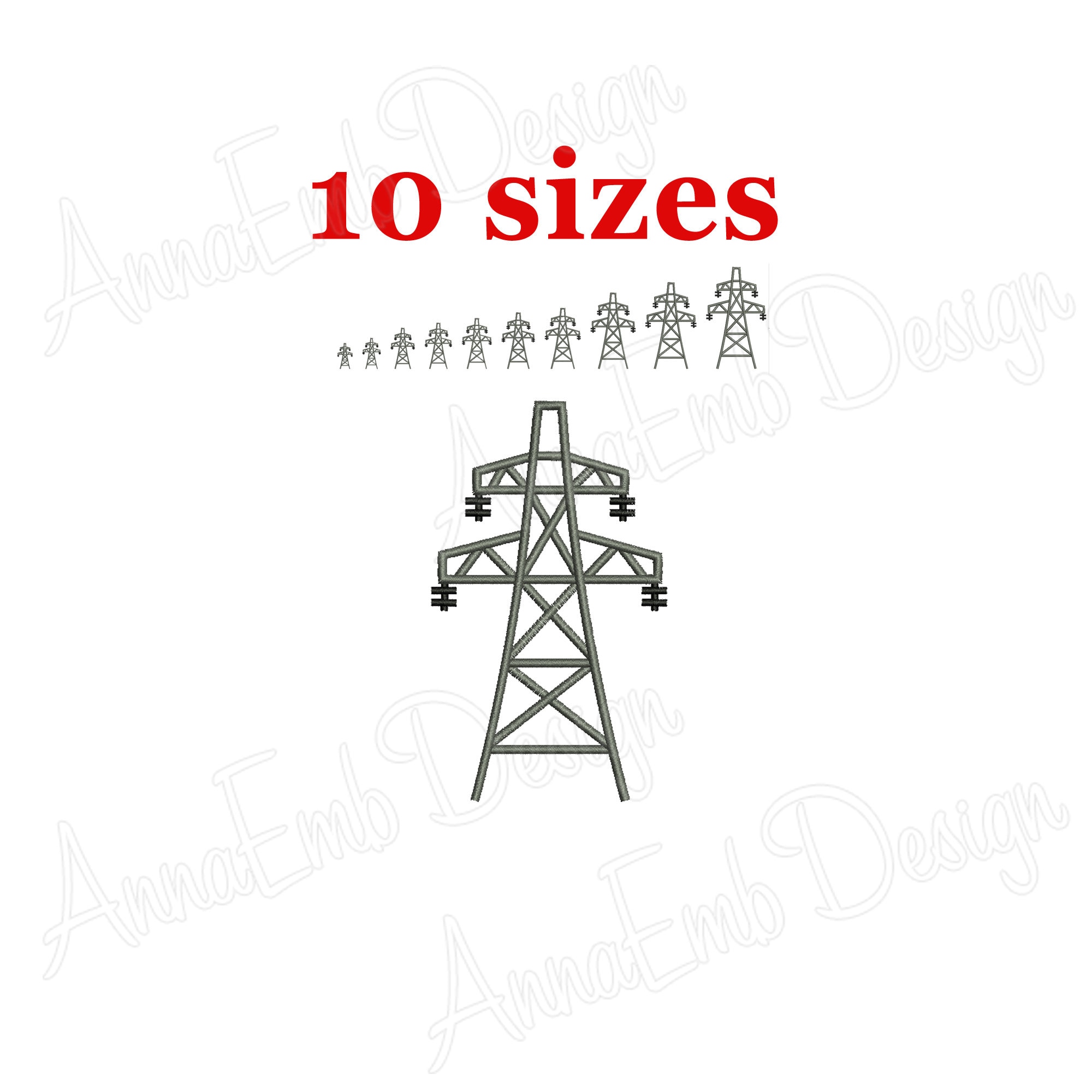 Electricity Tower Embroidery Designs. Transmission Tower Embroidery ...
