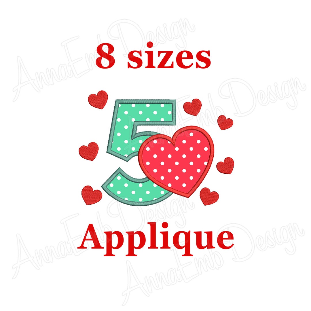 Birthday Embroidery Design. My 5th Birthday Applique Machine Embroidery ...
