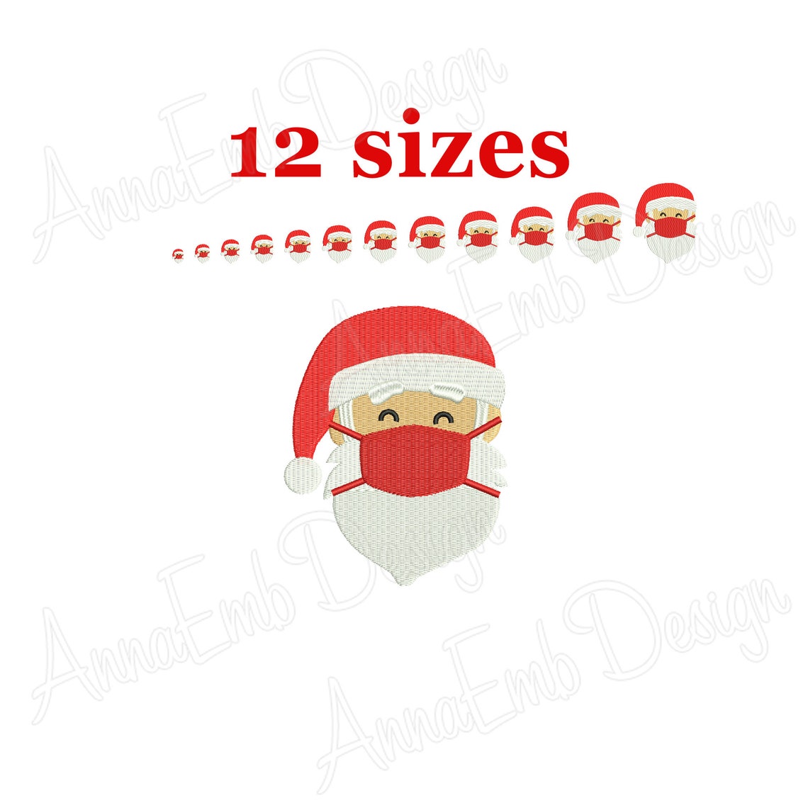 Santa Claus With A Face Mask Embroidery Design. Santa Claus | Etsy