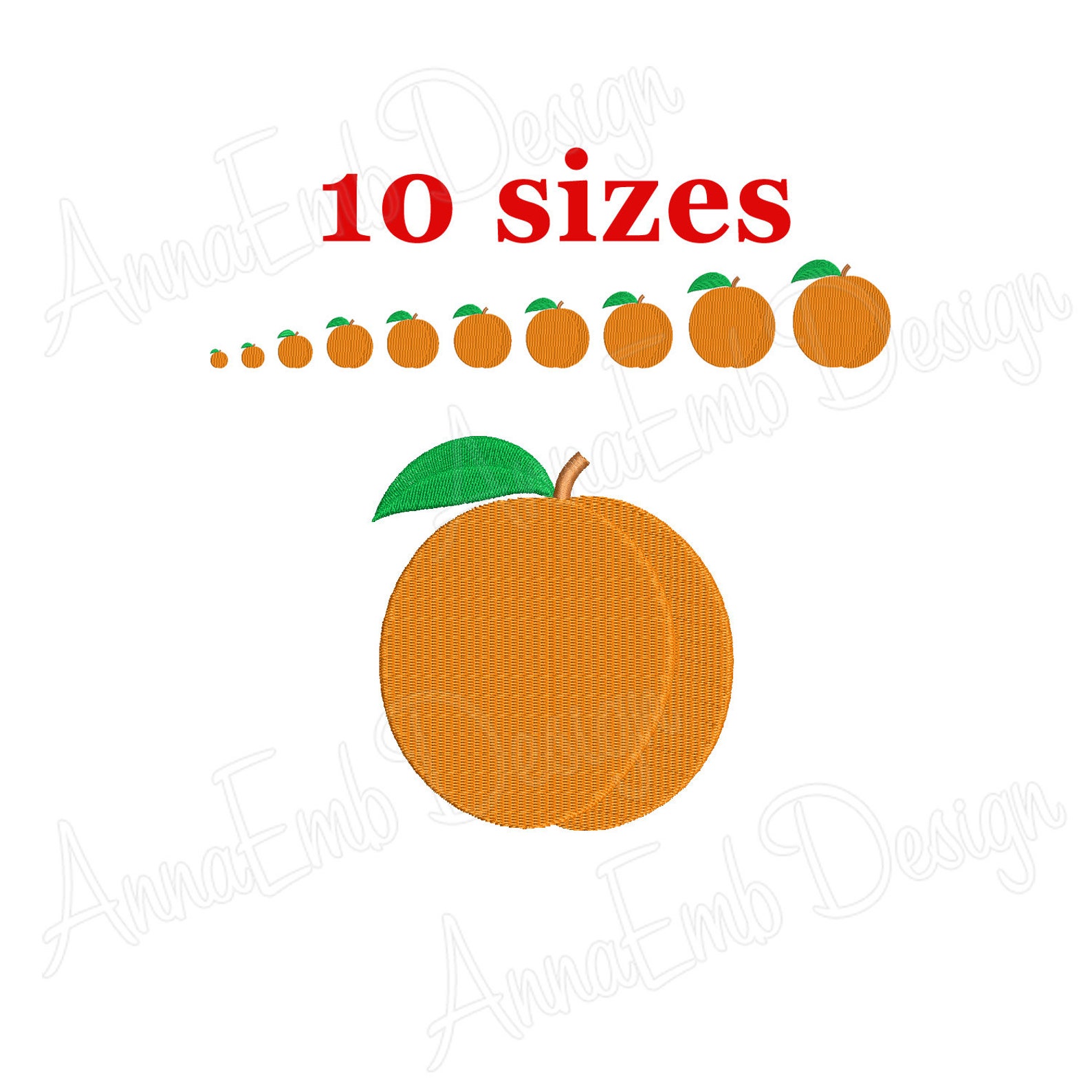 Peach Embroidery Design. Peach Mini Embroidery. Fruit Embroidery Design ...