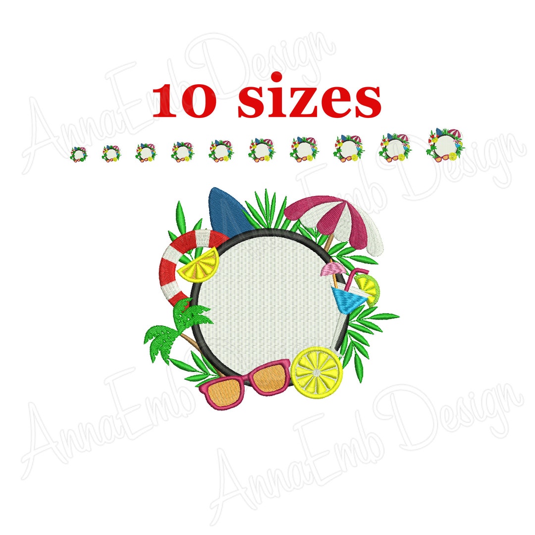 Beach Embroidery Design. Machine Embroidery Design. Summer Embroidery ...