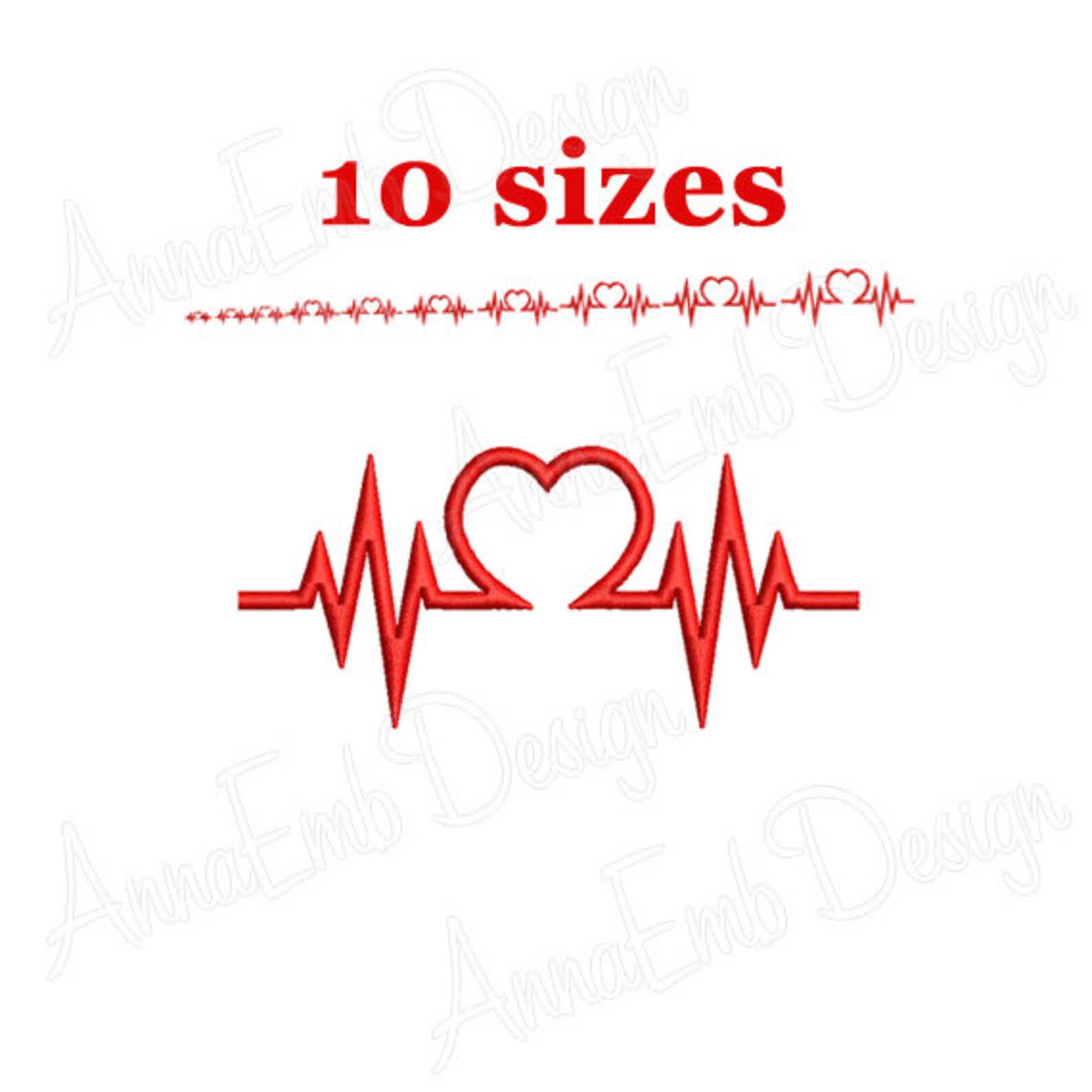 Heartbeat Embroidery Design. EKG Embroidery Design. Machine | Etsy
