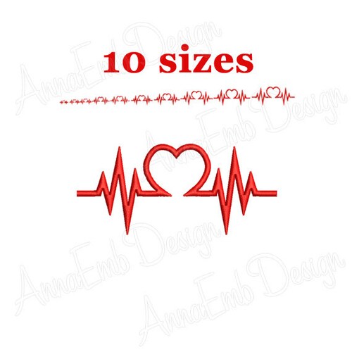 Heartbeat Embroidery Design. EKG Embroidery Design. Machine | Etsy